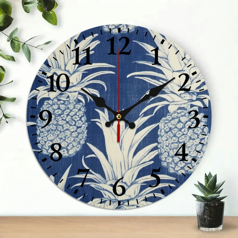 Chilfamy Pineapple Wooden Wall Clock, Battery Operated, Frameless ...
