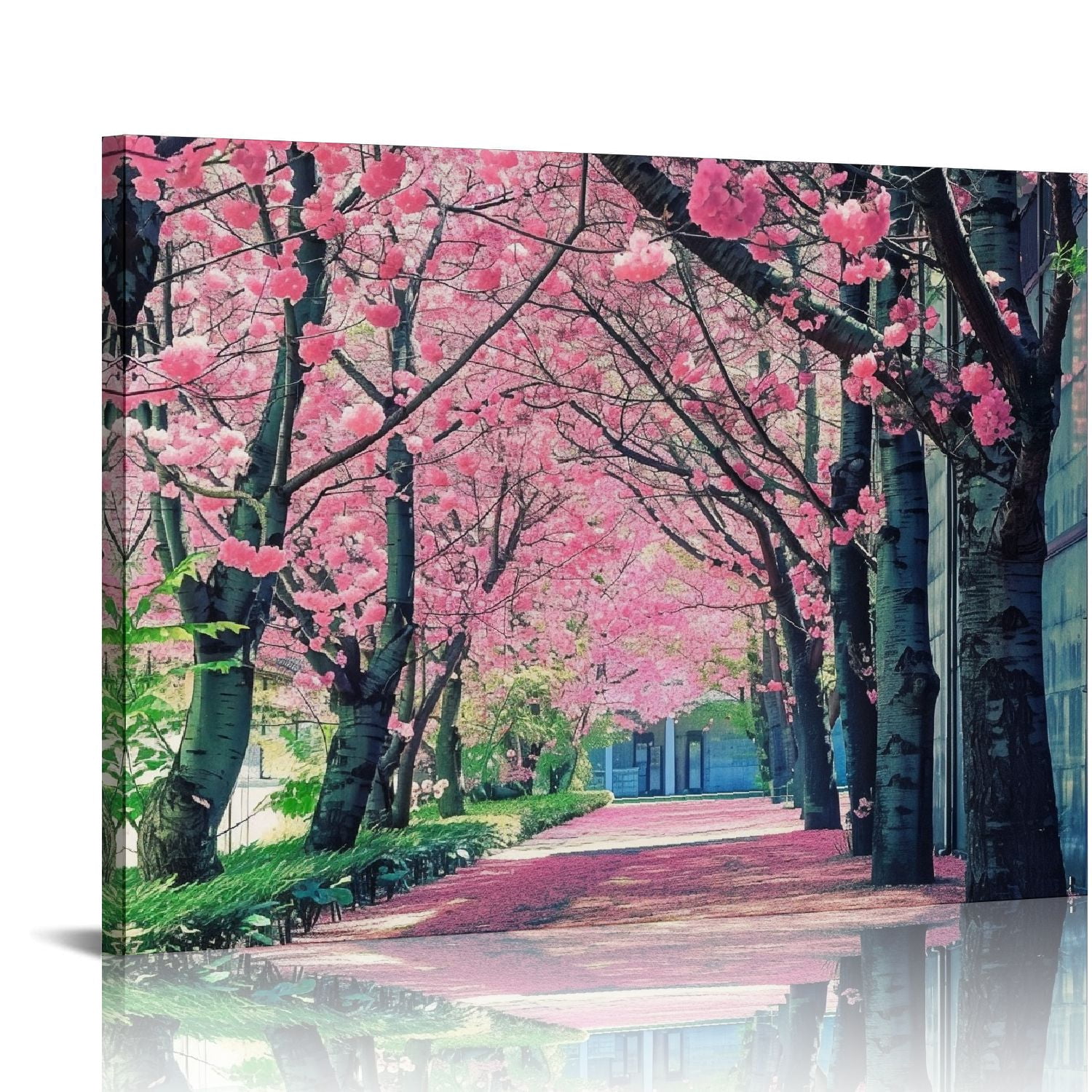 Chilfamy Pink Cherry Blossoms Landscape Canvas Paintings Posters and ...