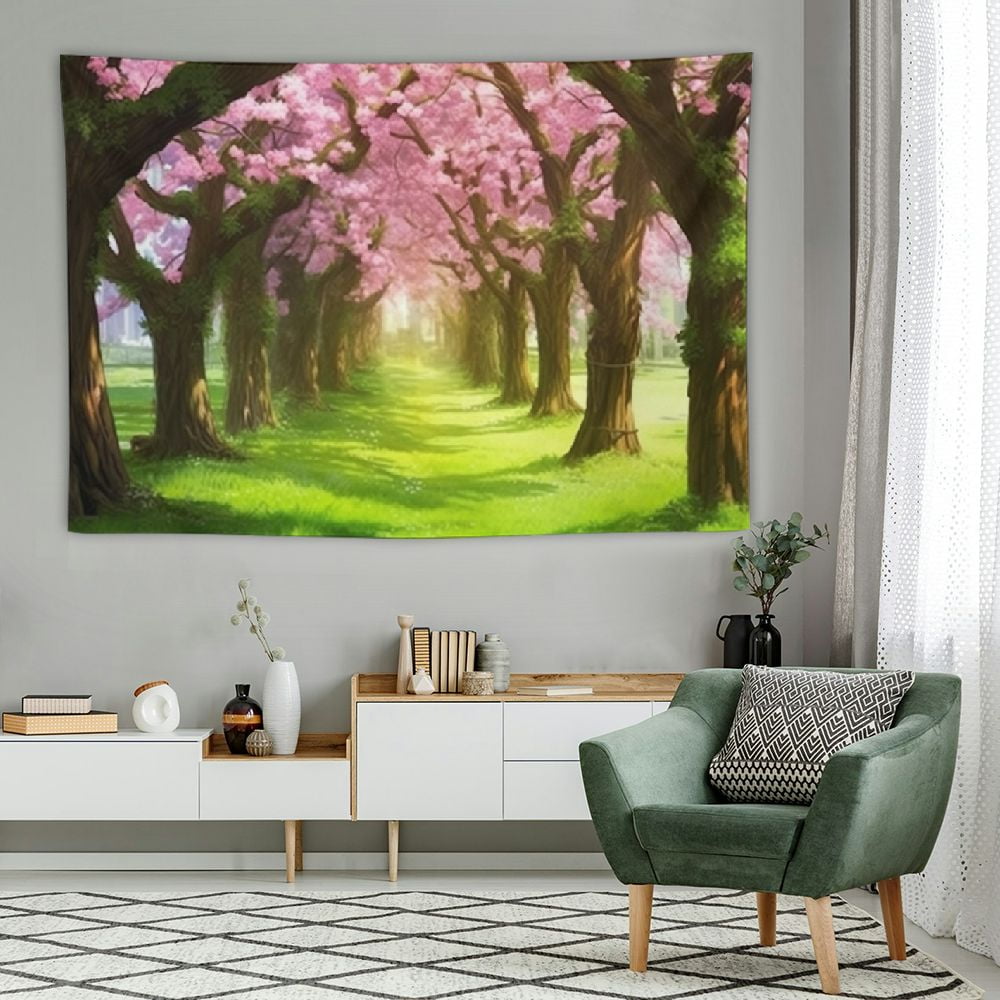 Chilfamy Pink Flower Tapestry Wall Hanging, Nature Floral Bedroom ...