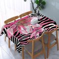 Chilfamy Pink Flower Zebra Print Rectangle Dining Tablecloth, Washable ...