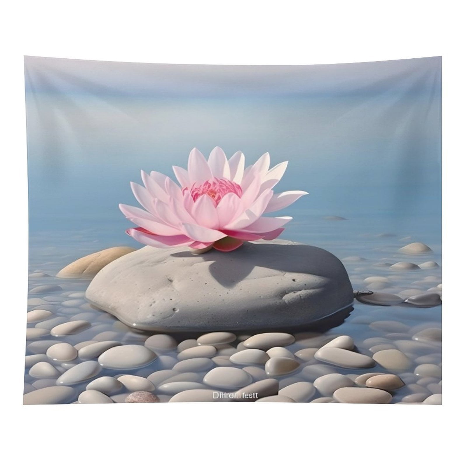 Chilfamy Pink Lotus Beach Rocks Polyester Wall Tapestry Anti Wrinkle ...