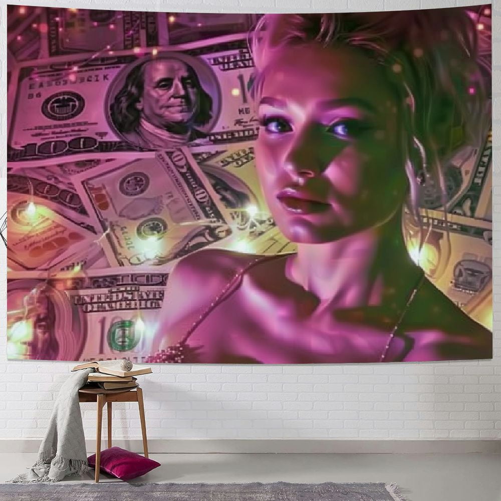 Chilfamy Pink Money Tapestry For Teen Girl Bedroom Aesthetic 2000s ...