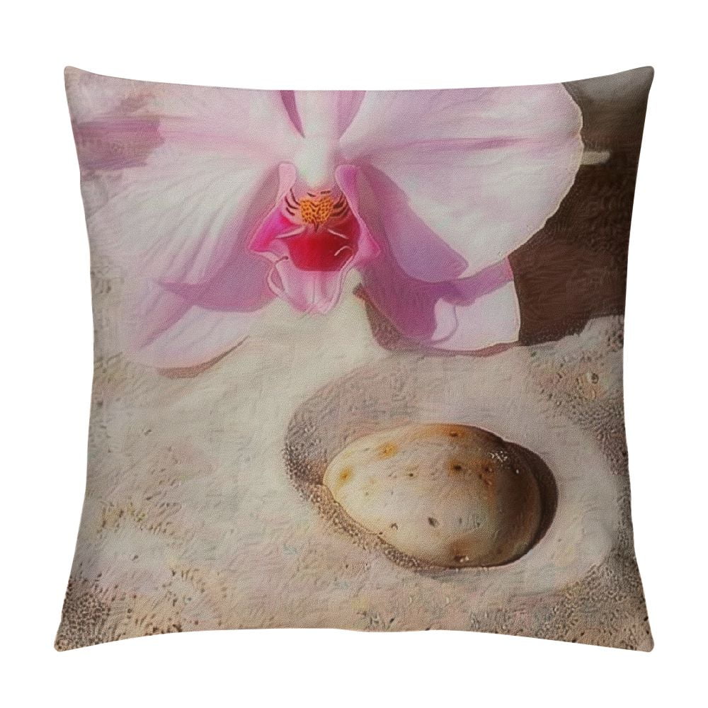Chilfamy Pink Orchid Pillow Covers ,Meditation Japanese Spa Room Decor ...