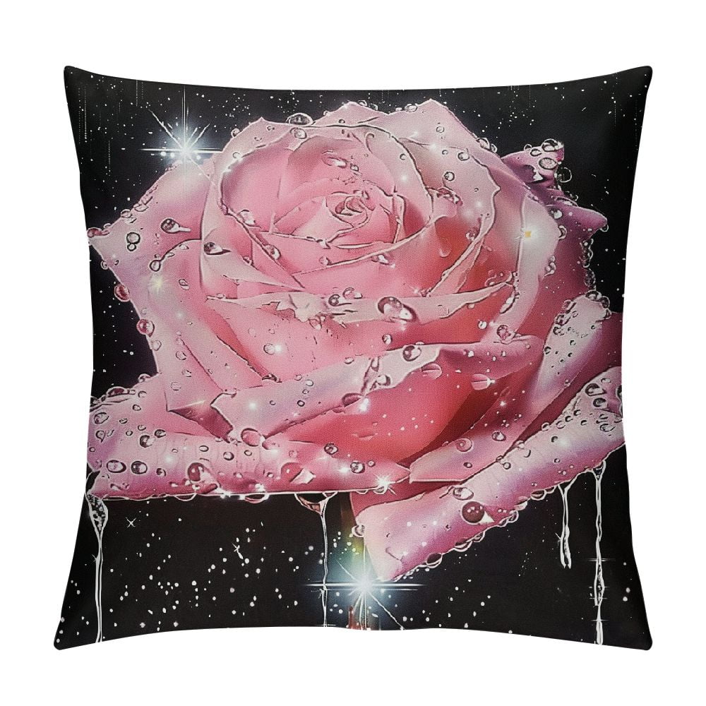 Chilfamy Pink Rose Pillow Cover ,Women Pink Sequin Print Valentine's ...