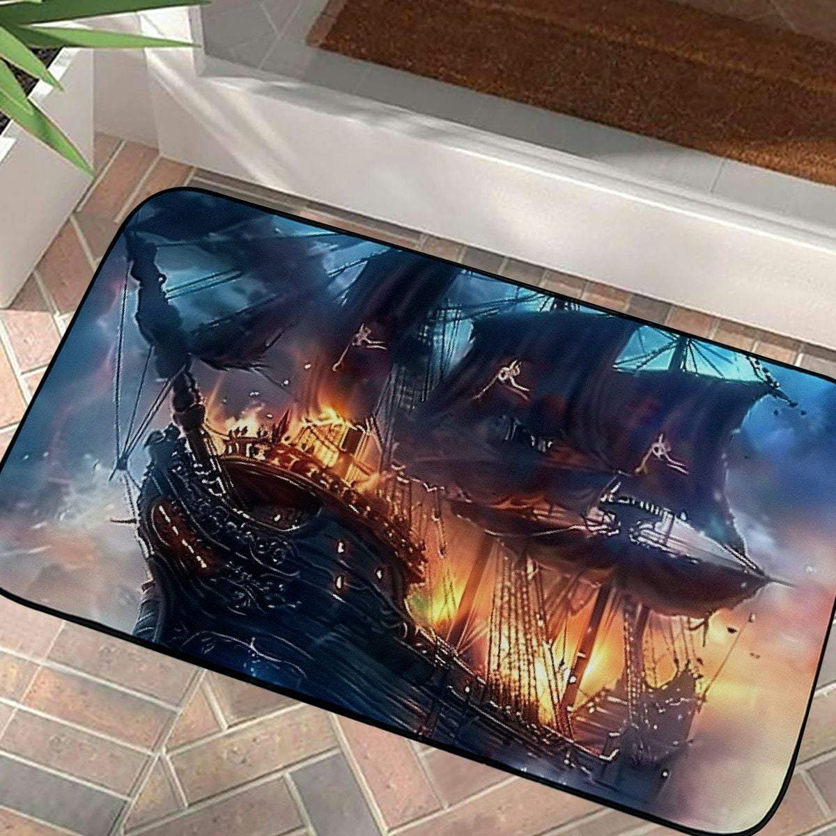 Chilfamy Pirate Ship Smoke Fantasy Art Low-Profile Floor Mats Front ...