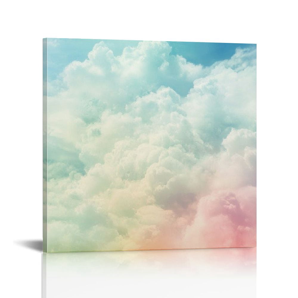 Chilfamy Plane Clouds Sky Wall Art Canvas Print Ready To Hang Decor ...
