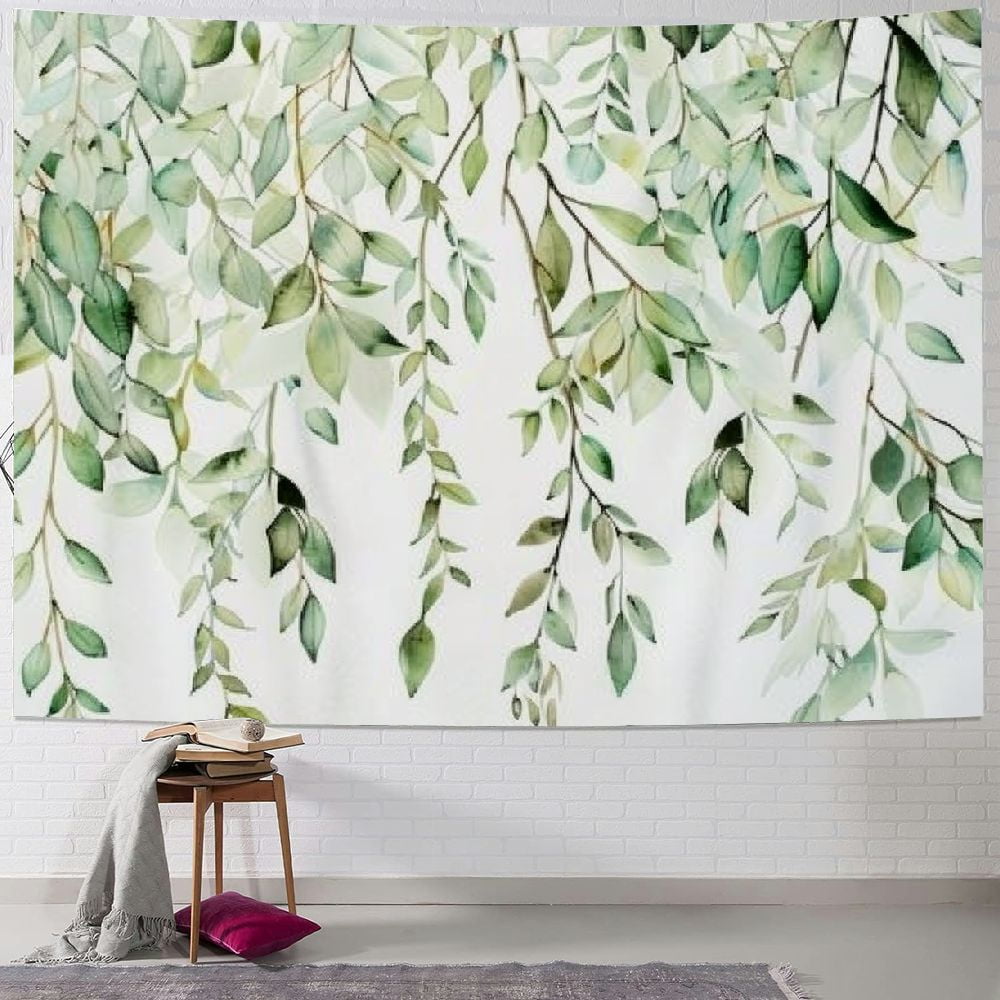Chilfamy Plants Tapestry Watercolor Eucalyptus Leaf Vines Botanical ...