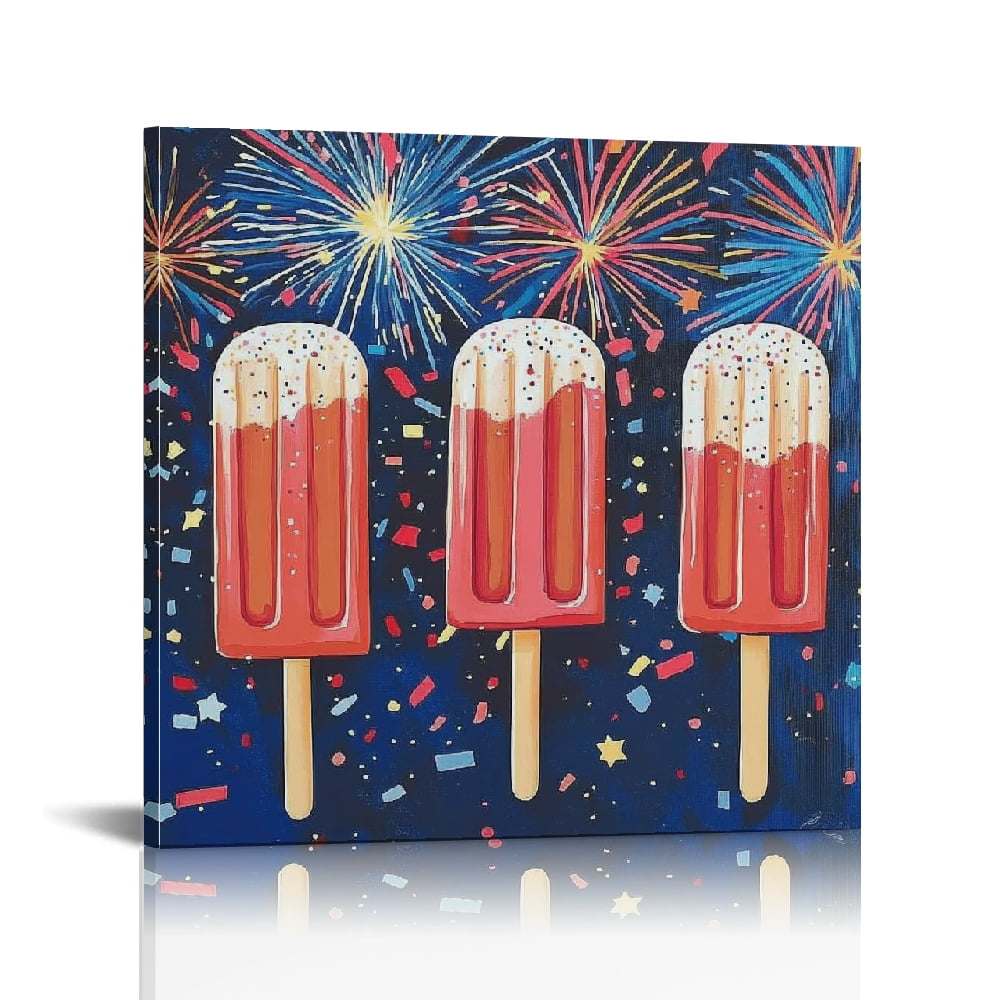 Chilfamy Popsicles Fireworks Confetti Canvas Wall Art Home Decor ...