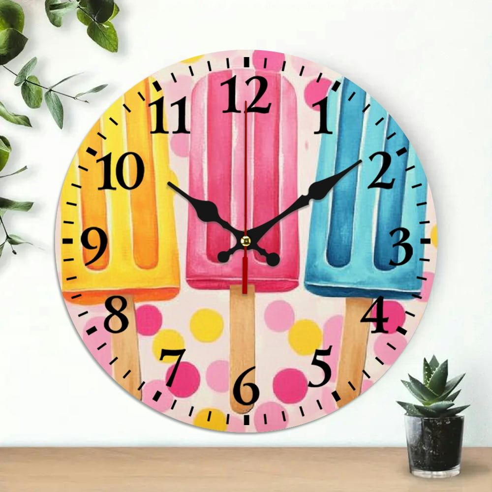 Chilfamy Popsicles Polka Dots Pop Art Wall Clock 10 Inch Frameless ...