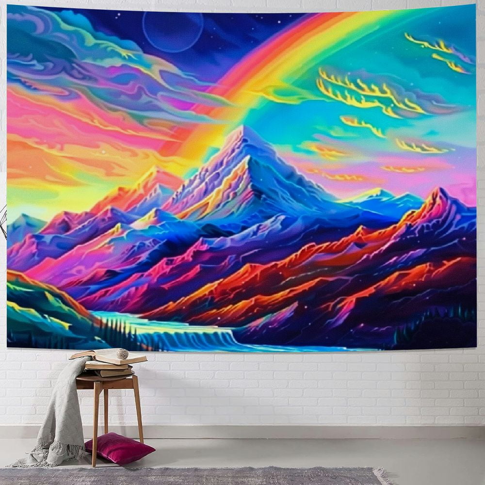 Chilfamy Posters Space Mountain Tapestry for Bedroom, Reactive Sun ...