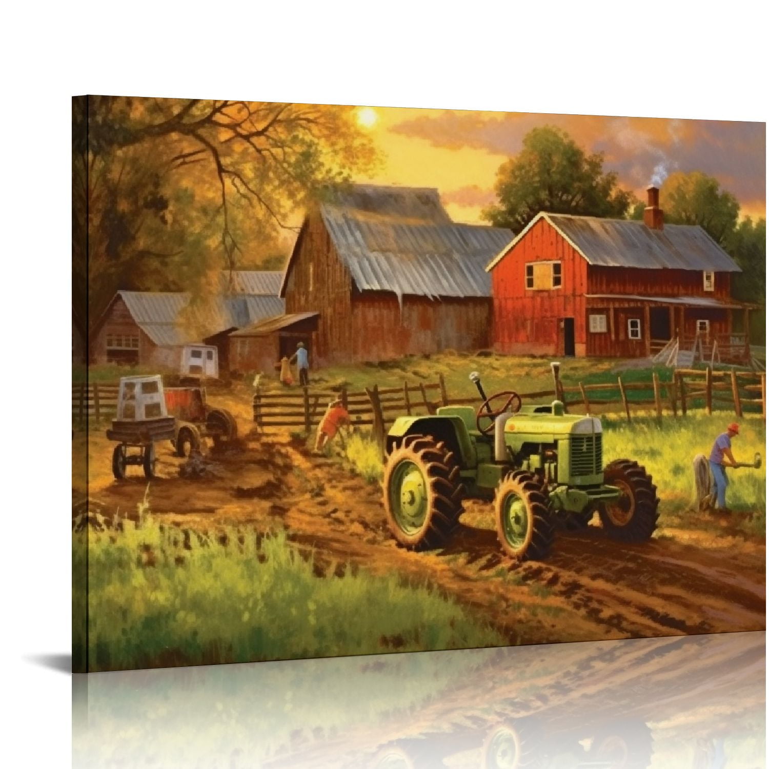 Chilfamy Print On Canvas Tractor Wall Decor Ready To Hang Room Home Art ...