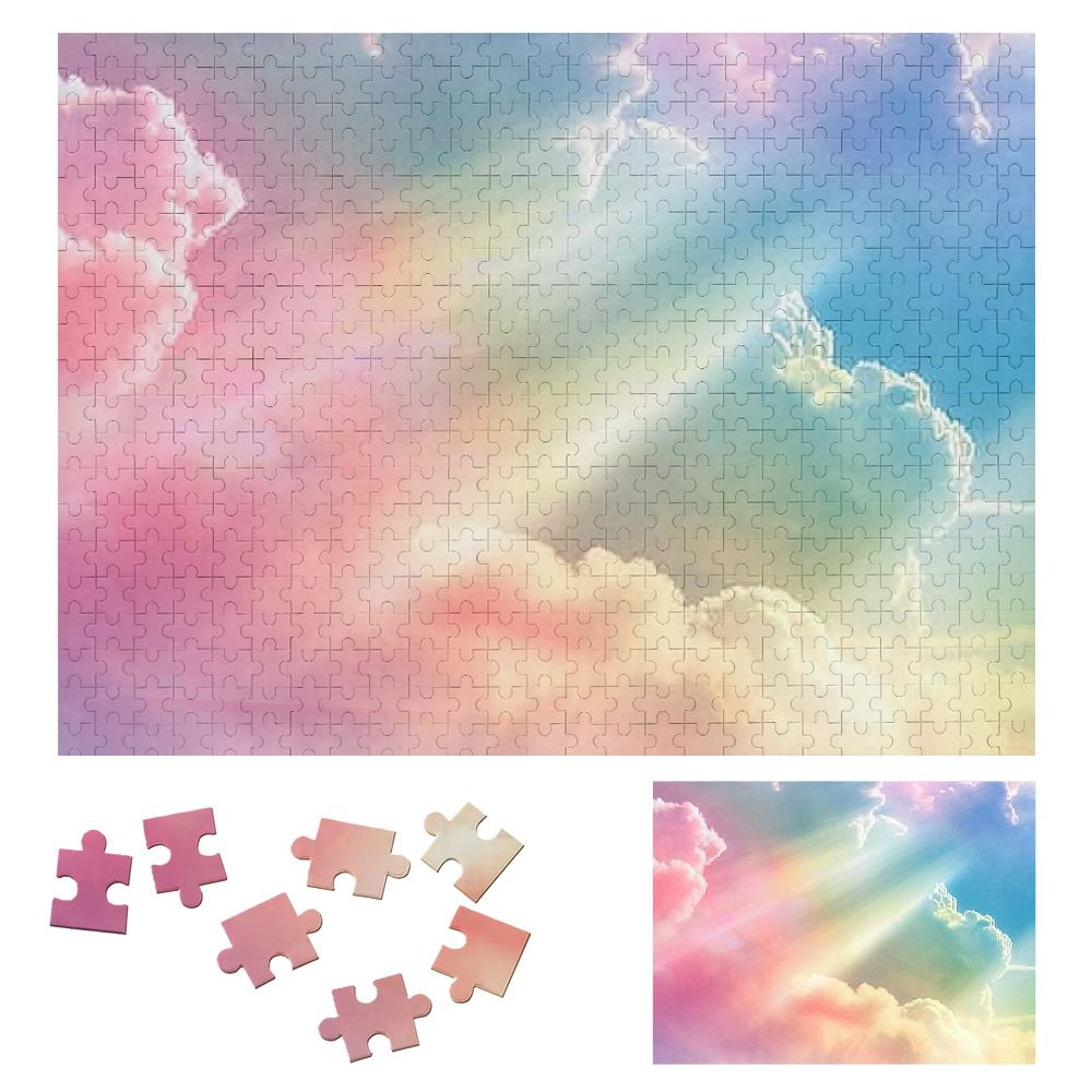 Chilfamy Rainbow Clouds Plane Wooden Jigsaw Puzzle for Adults and Kids ...