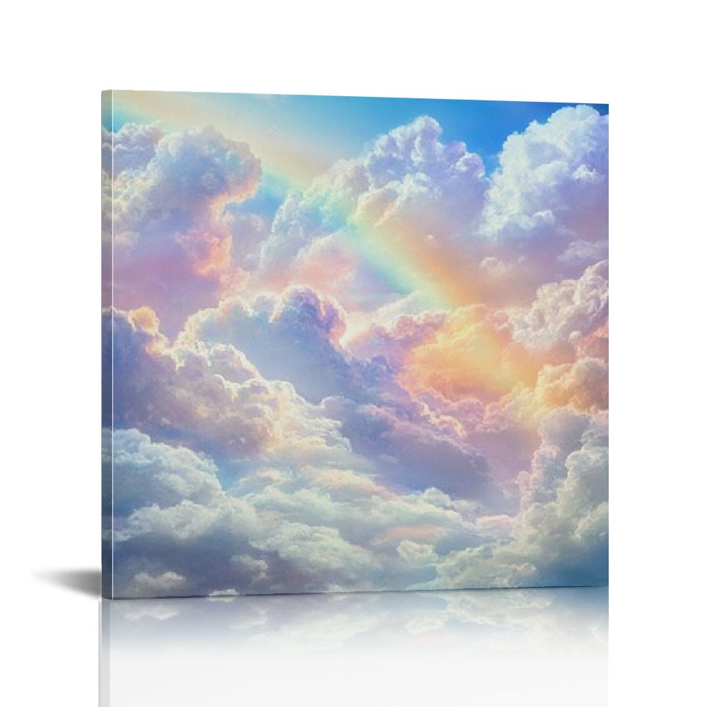 Chilfamy Rainbow Clouds Sky Wall Art Modern Canvas Prints Ready To Hang 12x12in - Walmart.com