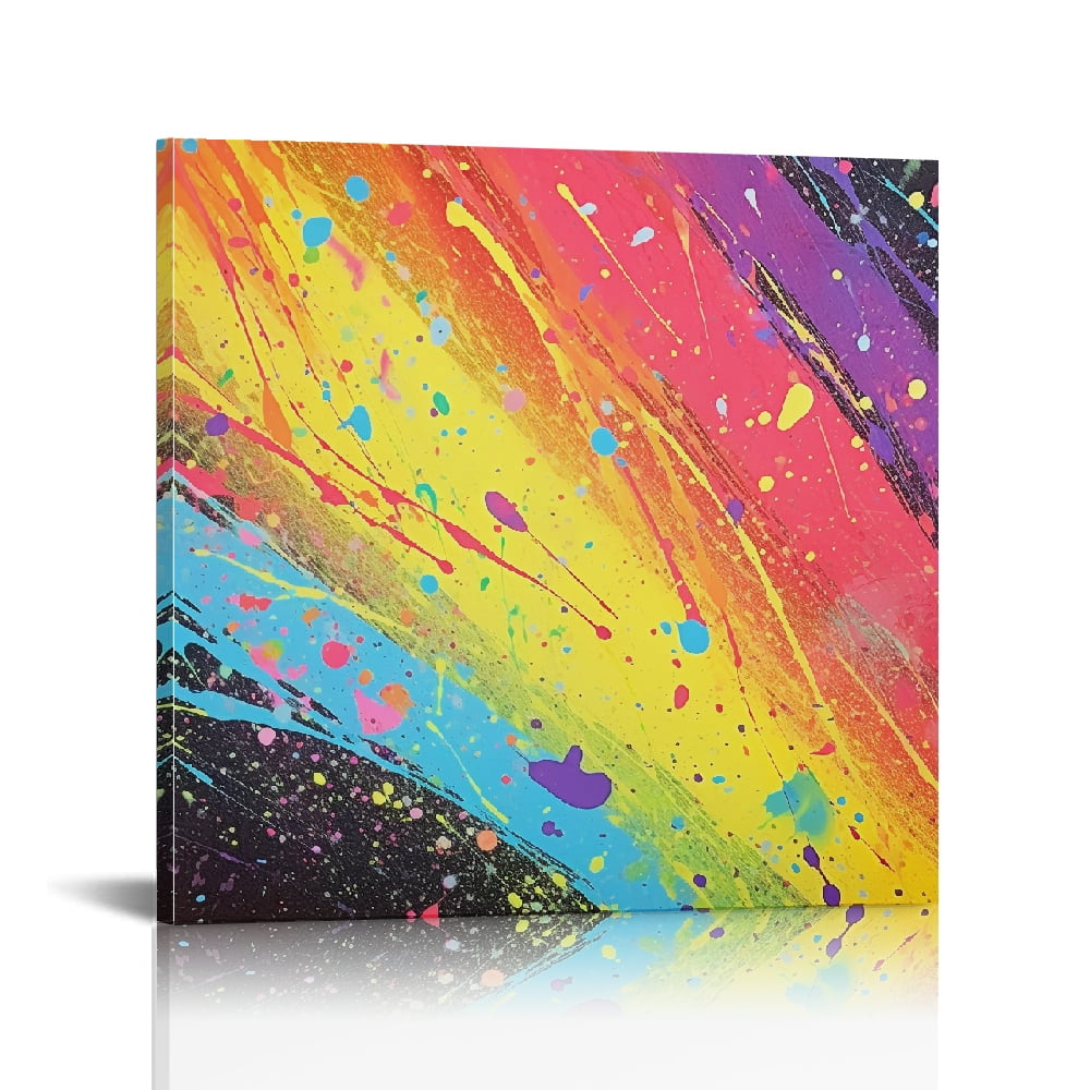 Chilfamy Rainbow Colors Paint Splatter Graffiti Wall Decor Canvas ...