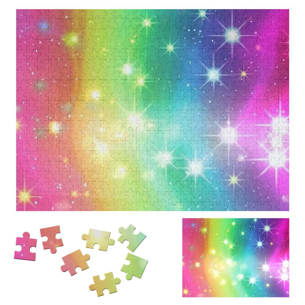 Chilfamy Rainbow Colors Stars Hologram Wooden Jigsaw Puzzle for Adults ...