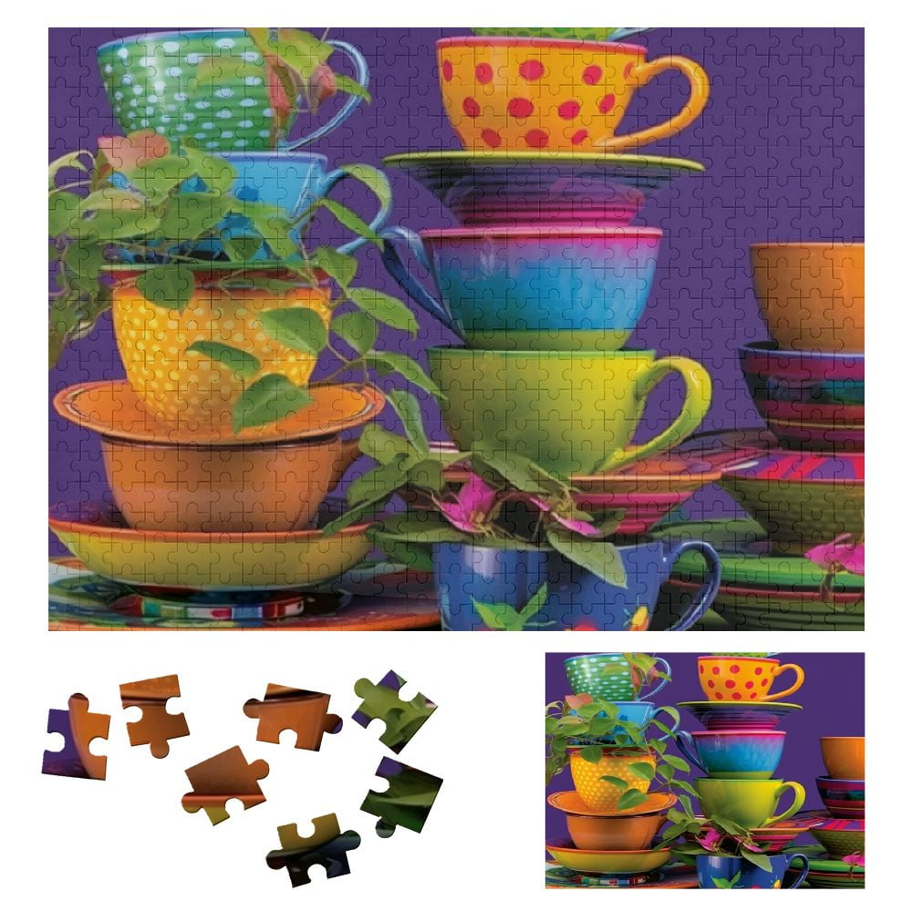 Chilfamy Rainbow Teacups - Jigsaw Puzzle - Birthday Gift for Family and ...