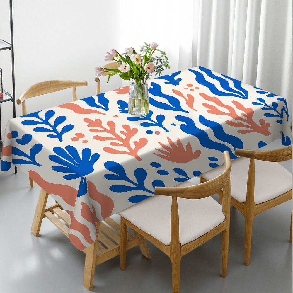 Chilfamy Rectangle Dining Tablecloth - Abstract Seaweed Coral Pattern ...