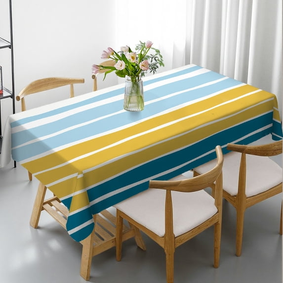Chilfamy Rectangle Dining Tablecloth - Beach Stripe Pattern Print ...