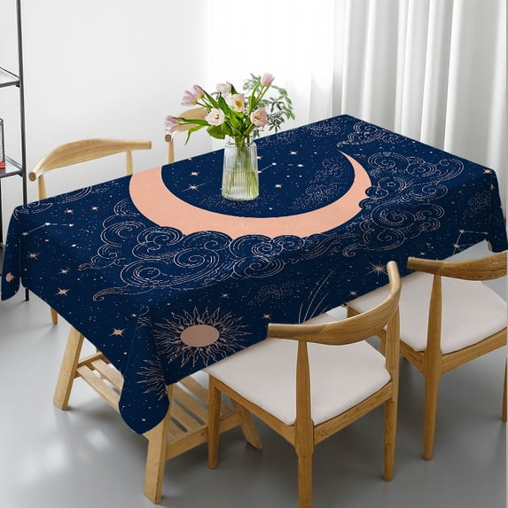 Chilfamy Rectangle Dining Tablecloth - Crescent Moon Among Stars And ...