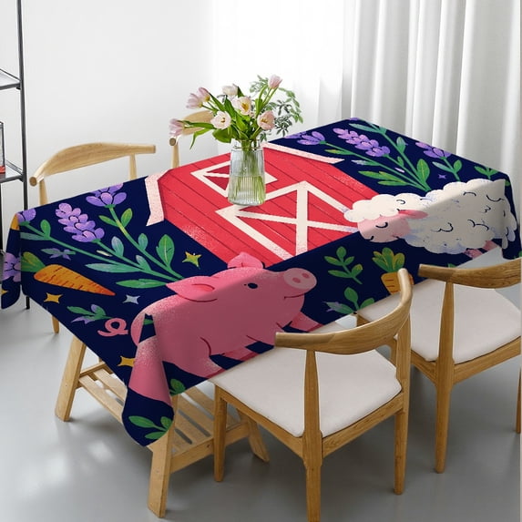 Chilfamy Rectangle Dining Tablecloth - Farm Barn Animals Print ...