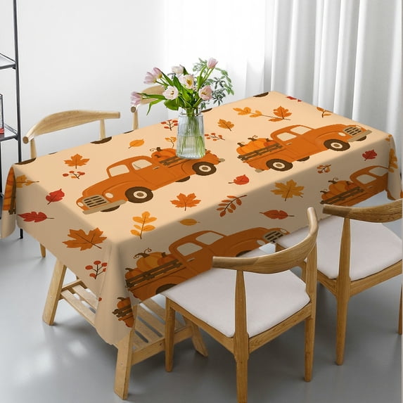 Chilfamy Rectangle Tablecloth - Autumn Pumpkin Truck Harvest Pattern ...