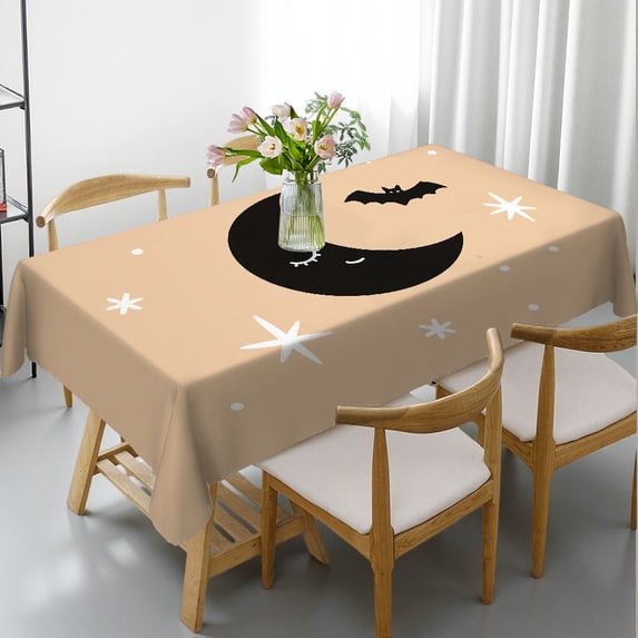 Chilfamy Rectangle Tablecloth - Bat Moon Star Night Print, 2D Flat ...