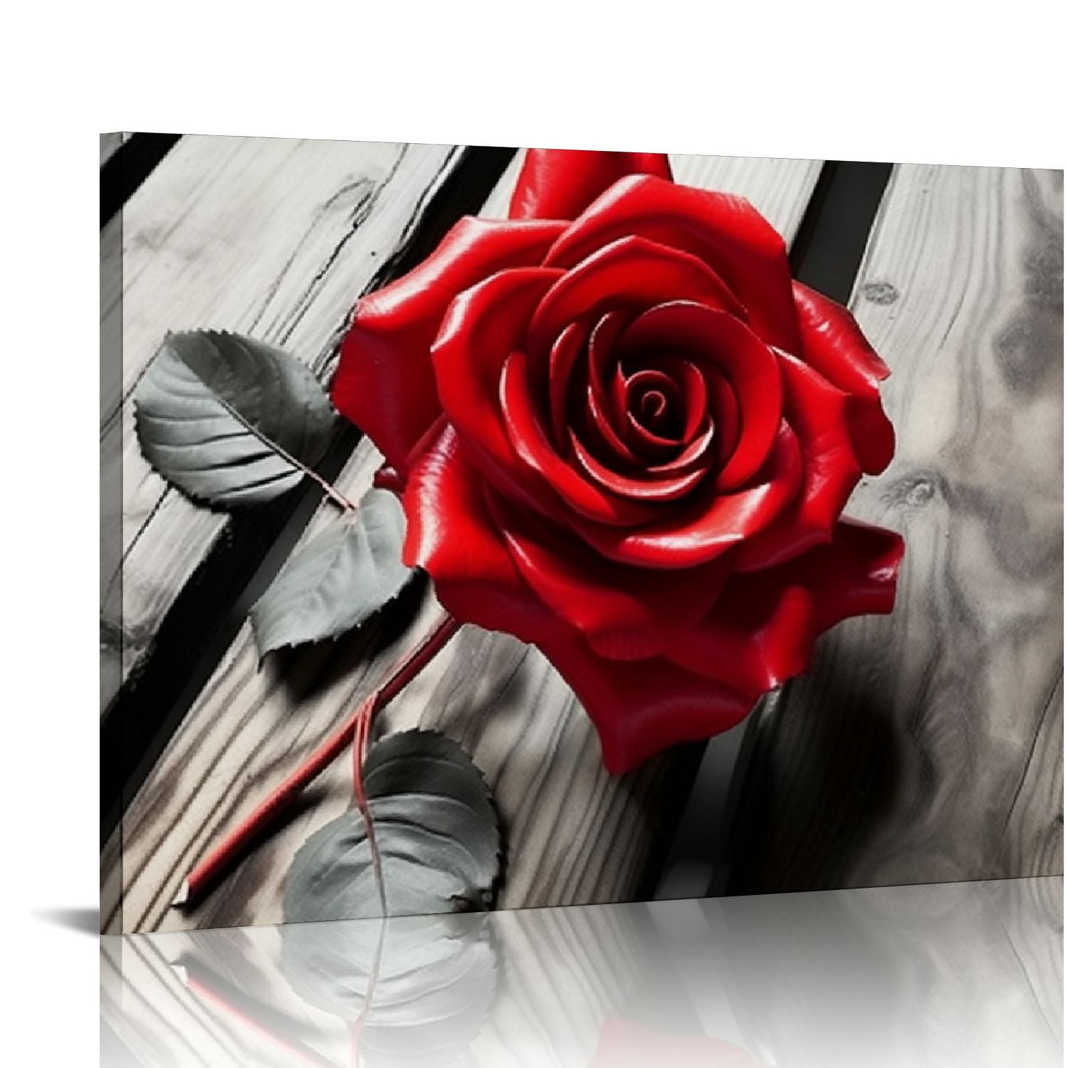Chilfamy Red Rose Bedroom Wall Decor Black and White Wall Art Modern ...