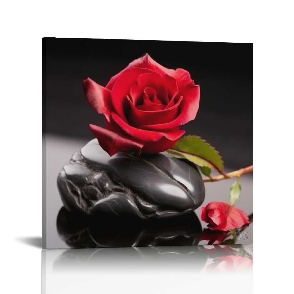 Chilfamy Red Rose Wall Decor Canvas Print Ready To Hang Home Art ...