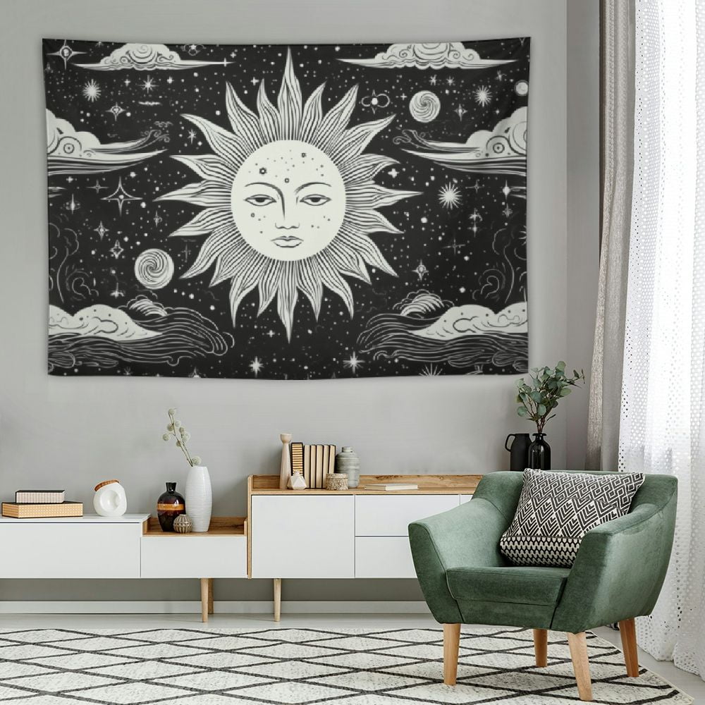 Chilfamy Retro Sun and Moon Tapestry Bohemia Mandala Floral Stars ...