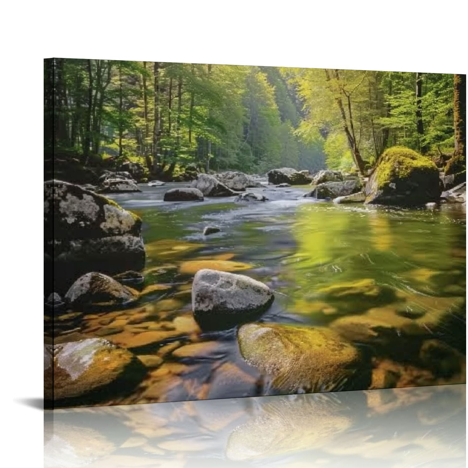 Chilfamy River Rocks Trees Canvas Wall Decor for Home Living Room ...