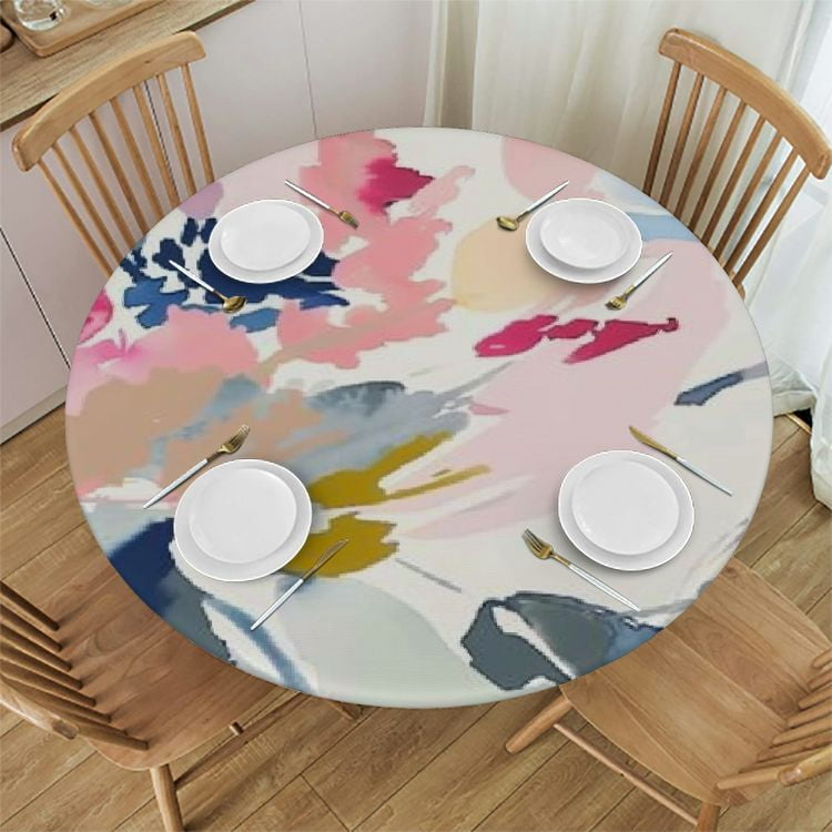 Chilfamy Romantic Floral Round Elastic Table Cover Spring Garden ...