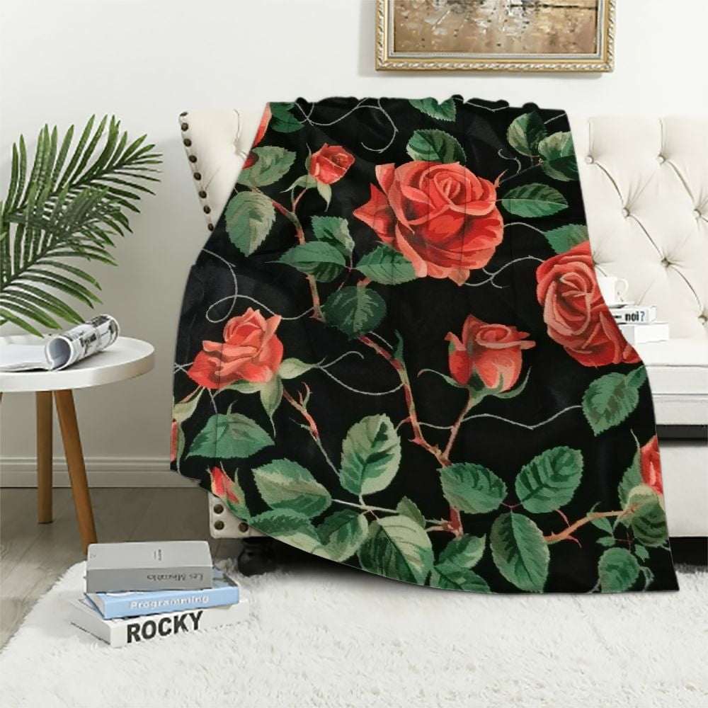 Chilfamy Rose Blanket for Women, Red Roses Throw Blanket, Soft Warm ...