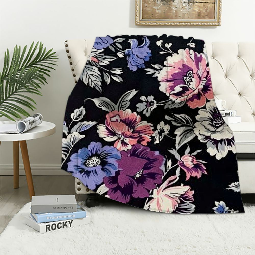 Chilfamy Rose Throw Blanket Twin, Exotic Purple Flower Floral Blanket ...