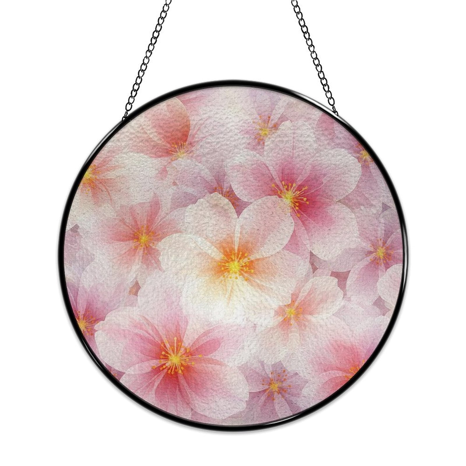 Chilfamy Round Stained Glass Window Suncatcher, Pastel Color Spring ...