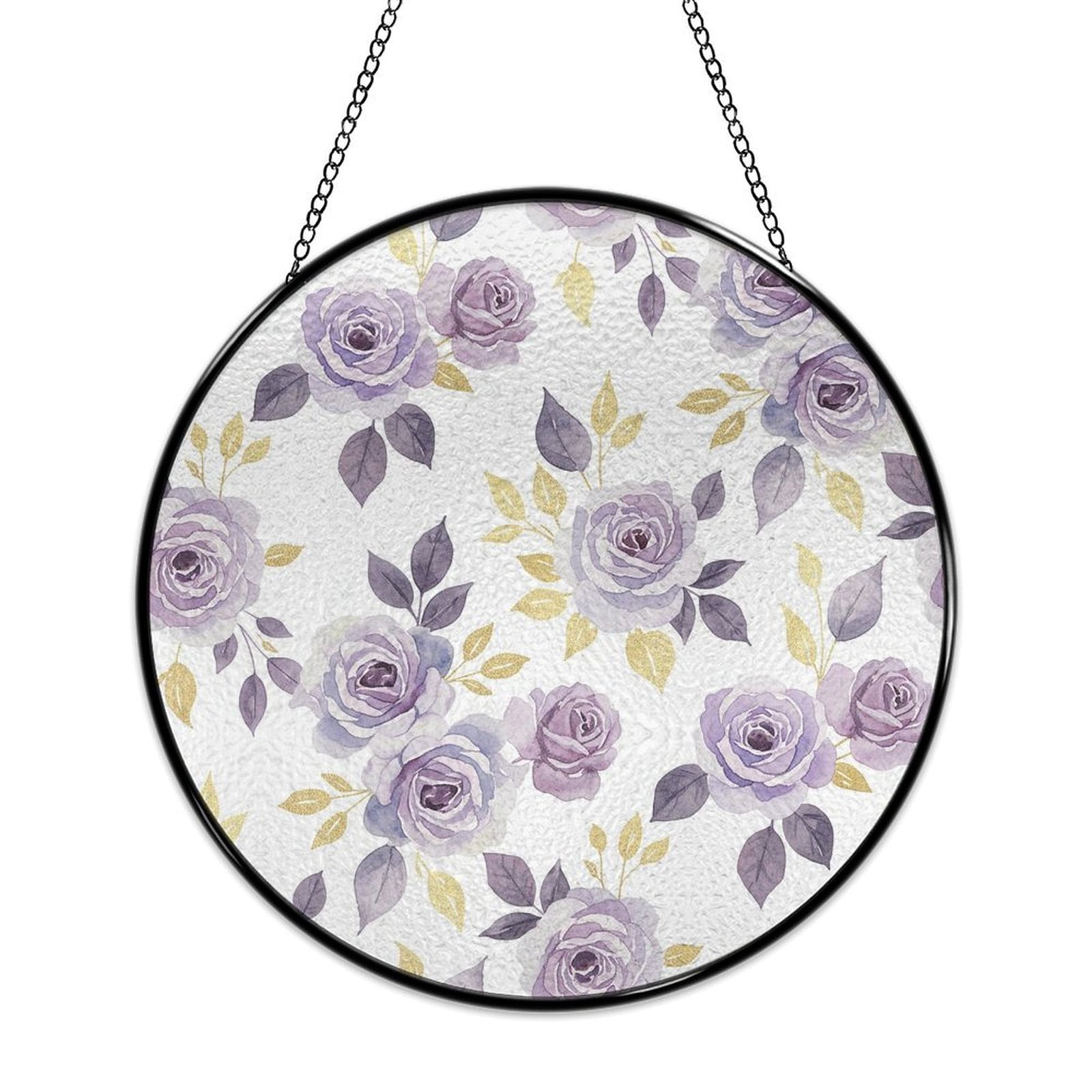 Chilfamy Round Stained Glass Window Suncatcher, Watercolor Roses in The ...