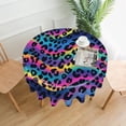 Chilfamy Round Tablecloth,Abstract Leopard Print Rainbow Cheetah ...