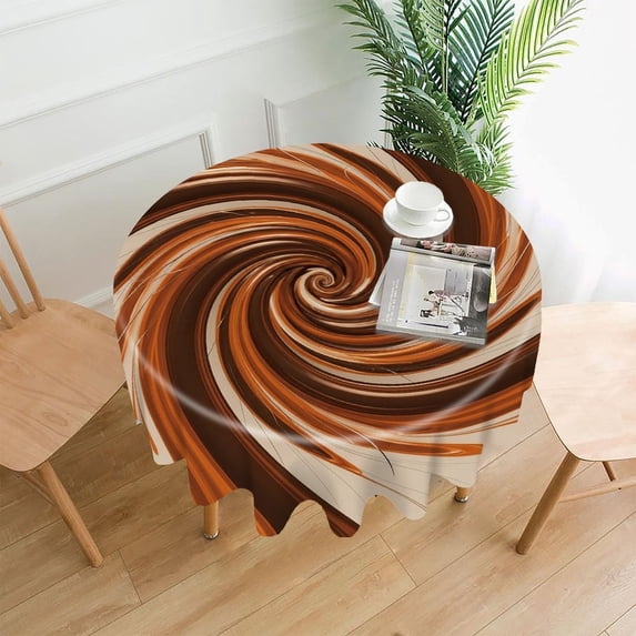 Chilfamy Round Tablecloth,Abstract Orange White Line Premium Polyester ...