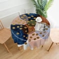 Chilfamy Round Tablecloth,Aesthetic Navy Blue Burnt Premium Polyester ...
