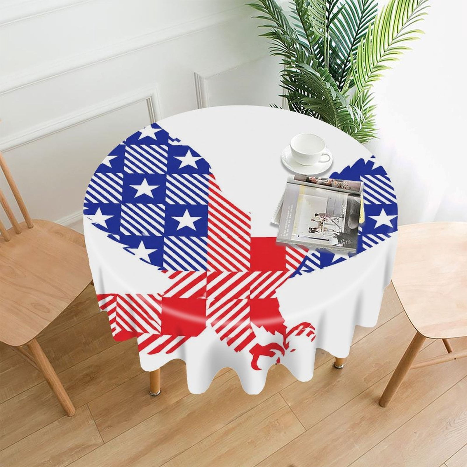 Chilfamy Round Tablecloth,American Flag Eagle Silhouette Premium ...