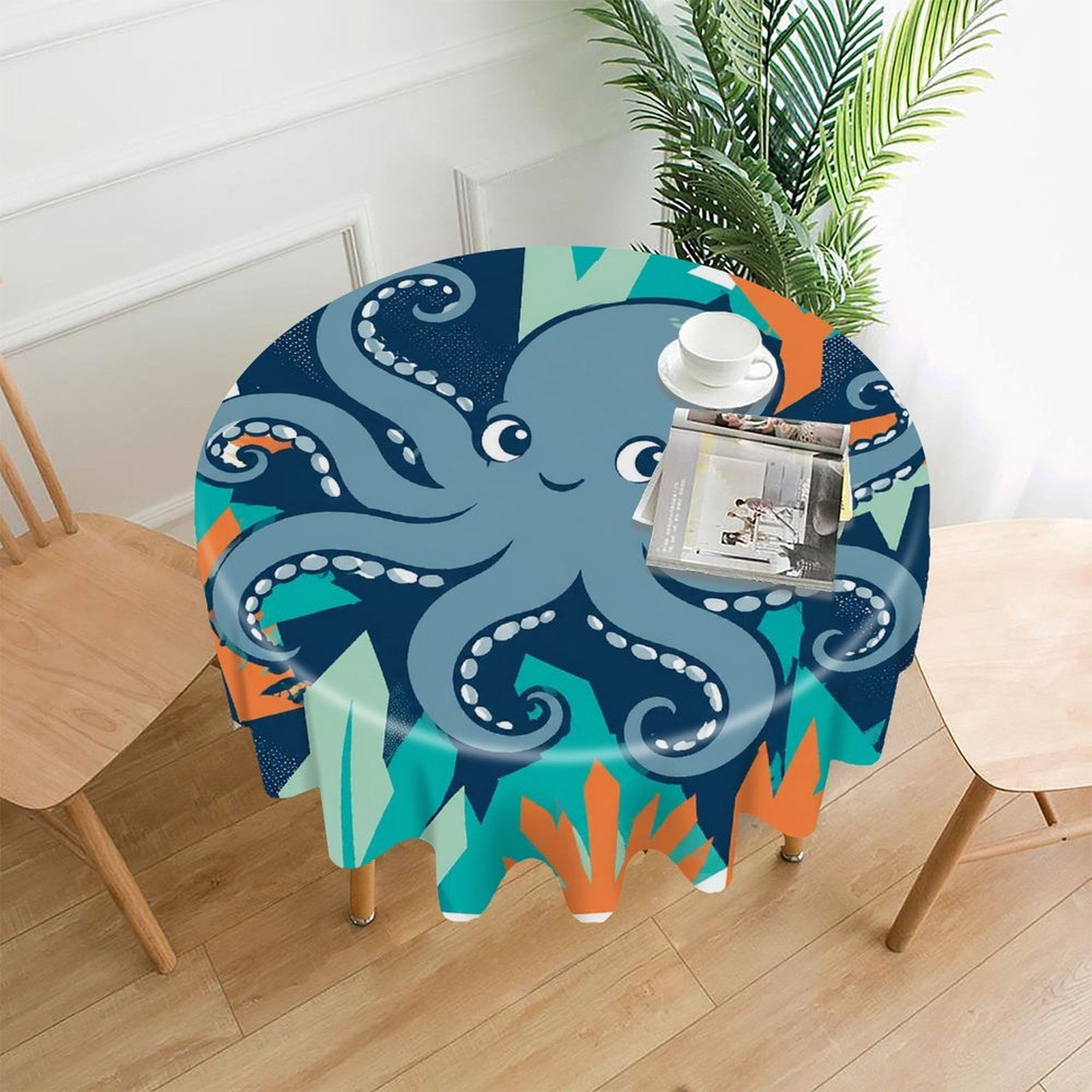 Chilfamy Round Tablecloth,Cute Octopus Underwater Illustration Premium ...