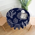Chilfamy Round Tablecloth,Navy Coral Reef Pattern Premium Polyester ...