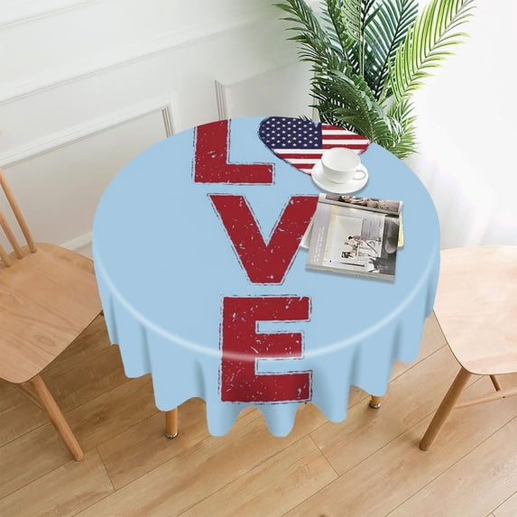 Chilfamy Round Tablecloth,Patriotic Love Heart Premium Polyester ...