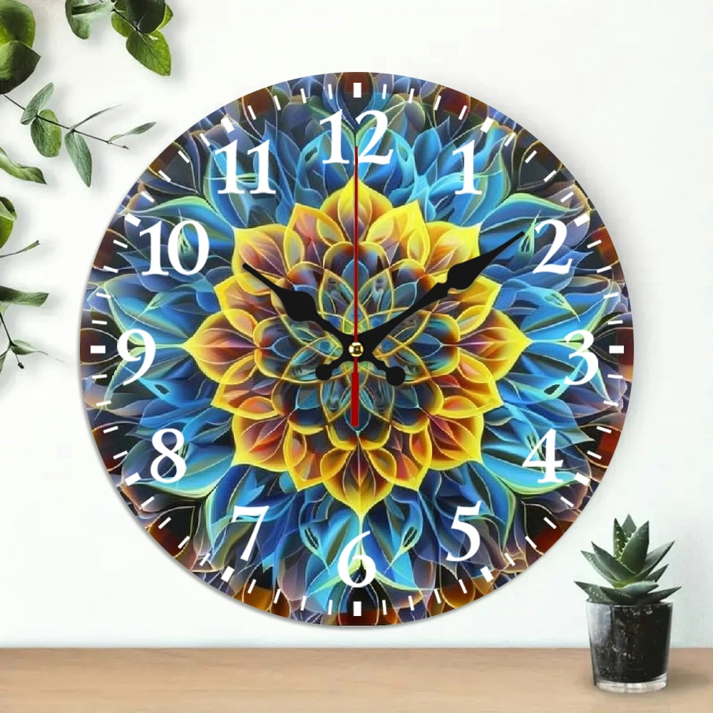 Chilfamy Sacred Geometry Wall Clock for Living Room, Dorm, Bedroom ...