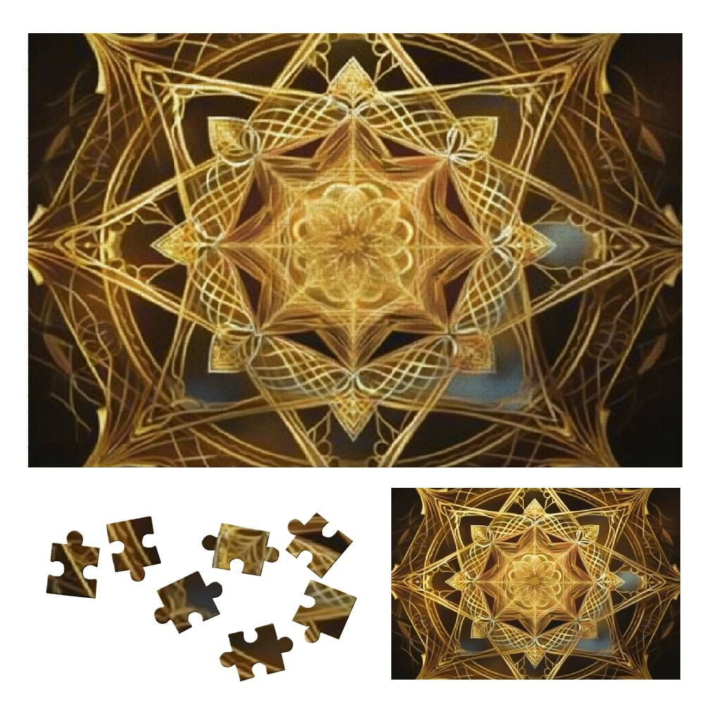 Chilfamy Sacred Geometry Wooden Unique Shapes Jigsaw Puzzle Challenging ...
