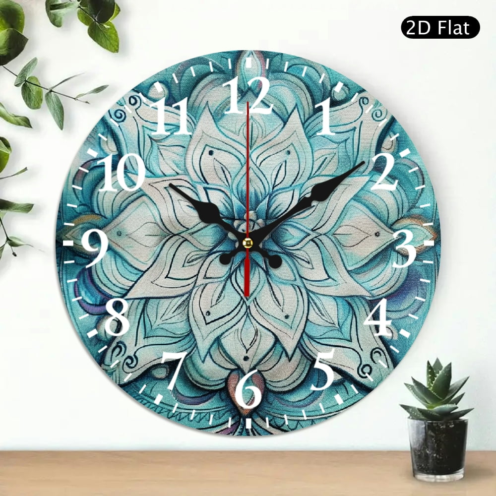 Chilfamy Sacred Geometry Wooden Wall Clock 10 Inch Battery Operated ...