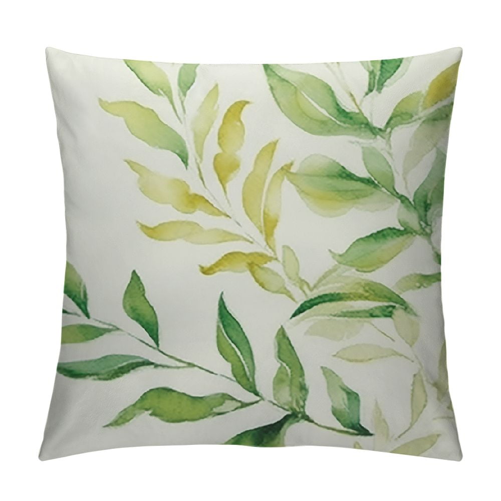 Chilfamy Sage Green Throw Pillows Covers Gold Botanical Leaf Pillow ...