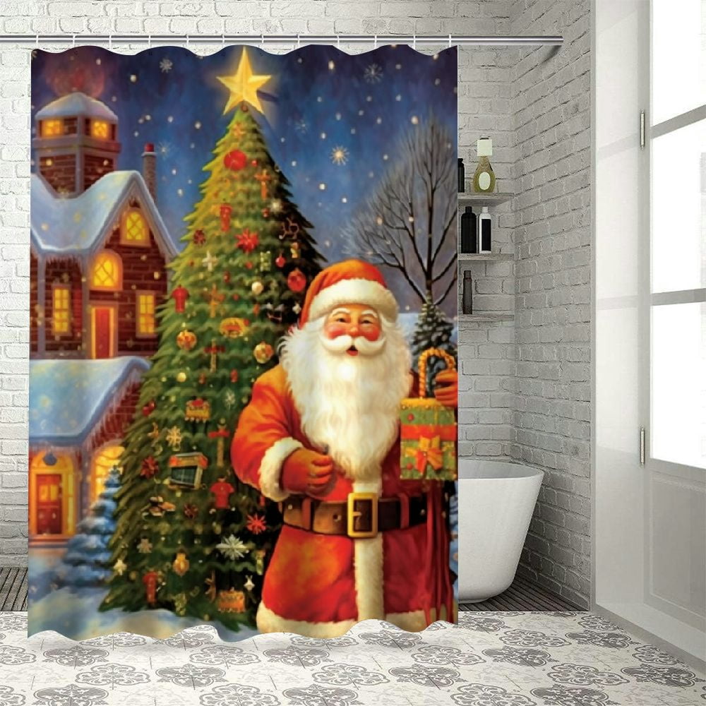 Chilfamy Santa Clause Presents Christmas Tree Print Shower Curtain ...