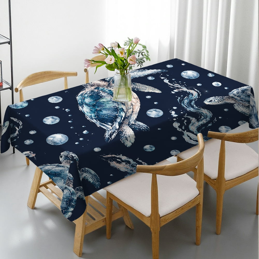 Chilfamy Sea Turtle Bubble Swim Print Rectangle Dining Tablecloth ...