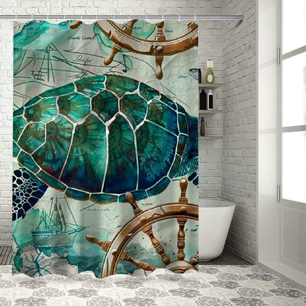 Chilfamy Sea Turtle Shower Curtain, Blue Ocean Shower Curtains Sets ...