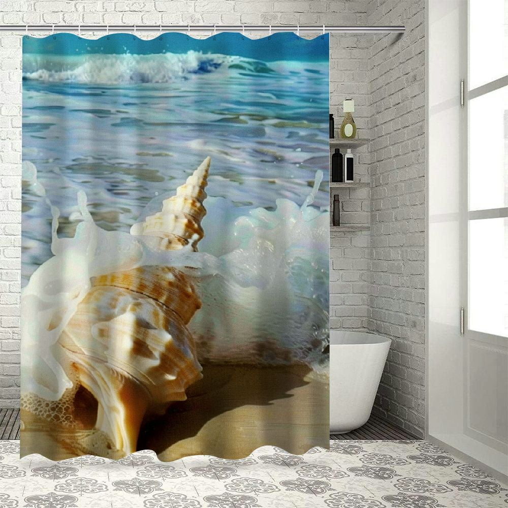 Chilfamy Seashells Stall Shower Curtain, Nautical Picture of Sunny ...
